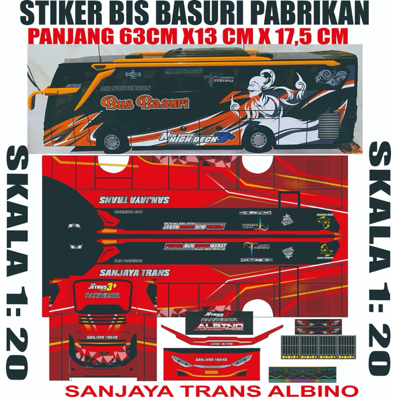 Jual STIKER LIVERY BUS PLASTIK BASURI JUMBO MINIATUR BIS PABRIKAN 70cm ...