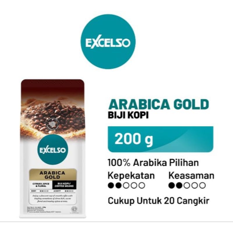 Jual EXCELSO Kopi Biji ARABICA GOLD 200g | Shopee Indonesia