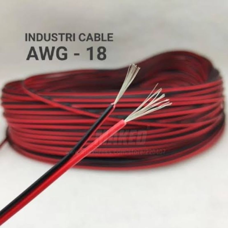 Jual PerMeter 2 Jalur Kabel AWG 18 Serabut Tembaga Putih AWG18 Merah Hitam 1.02mm | Shopee Indonesia