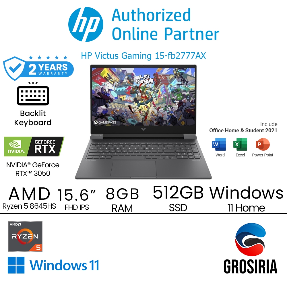 Jual HP Laptop Victus 15 FB2777AX AMD Ryzen 5 8645HS 8GB 512GB SSD 15.6 ...