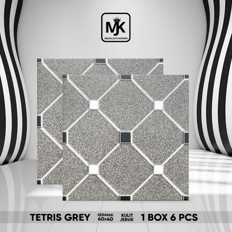 Jual Keramik Lantai Motif Tetris Grey 40 x 40 | Shopee Indonesia