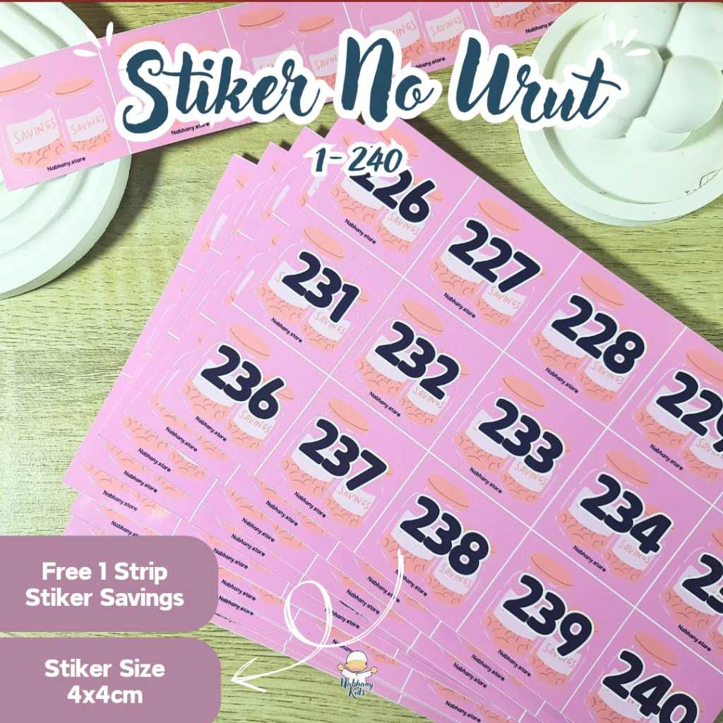 Jual Stiker Angka, Stiker Nomor Urut Untuk Saving Challenge, Stiker 1 ...