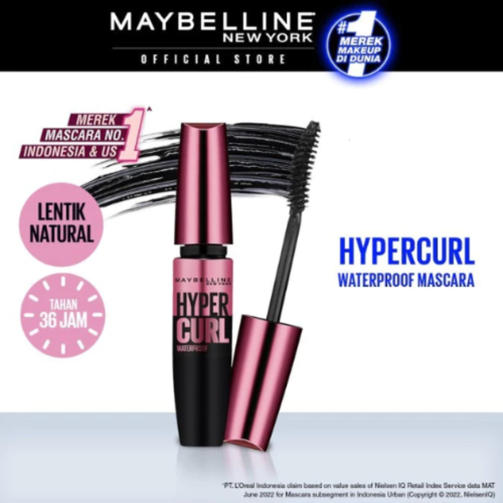 Jual Maybelline Hypercurl Volum Express Waterproof ( BPOM Original 100% ...