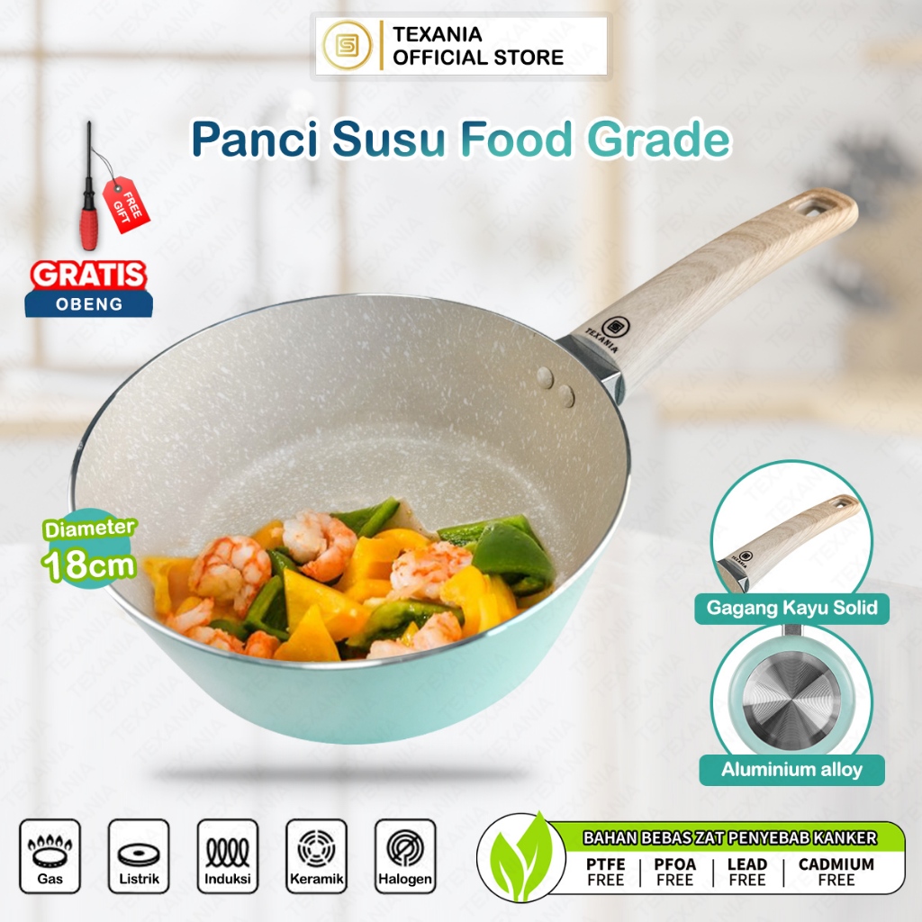 Jual TEXANIA Saucepan Panci Biru 18cm Wajan Anti Lengket Aluminium Aloy ...