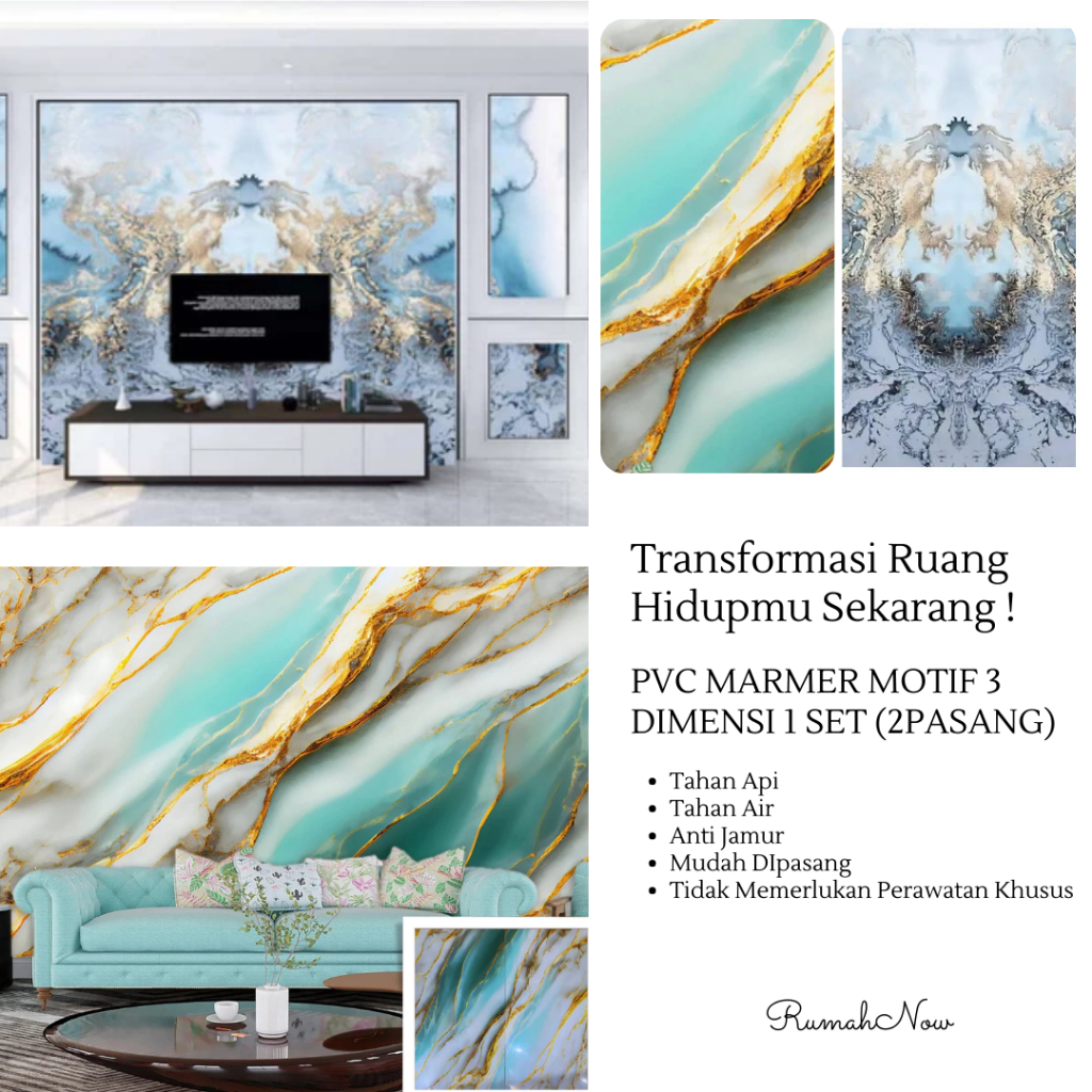 Jual pvc marmer glossy modern 2 lembar motif 3d uv marble sheets ...