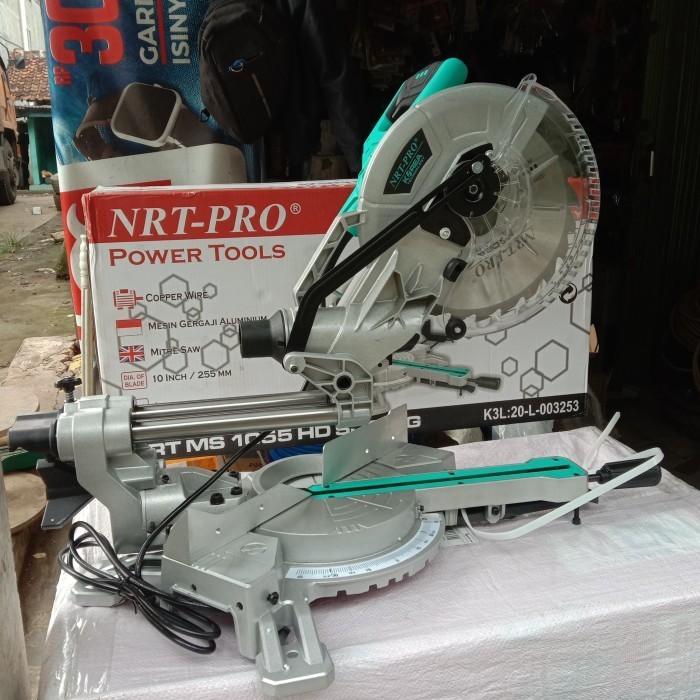 Jual MITER SAW SLIDING 10 INCHI / MESIN POTONG ALUMUNIUM SELEDING MITER SAW NRT PRO | Shopee ...