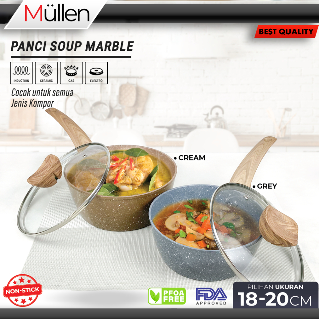 Jual Mullen Panci Susu Anti Lengket Wajan Sauce Pan Induksi Marble ...