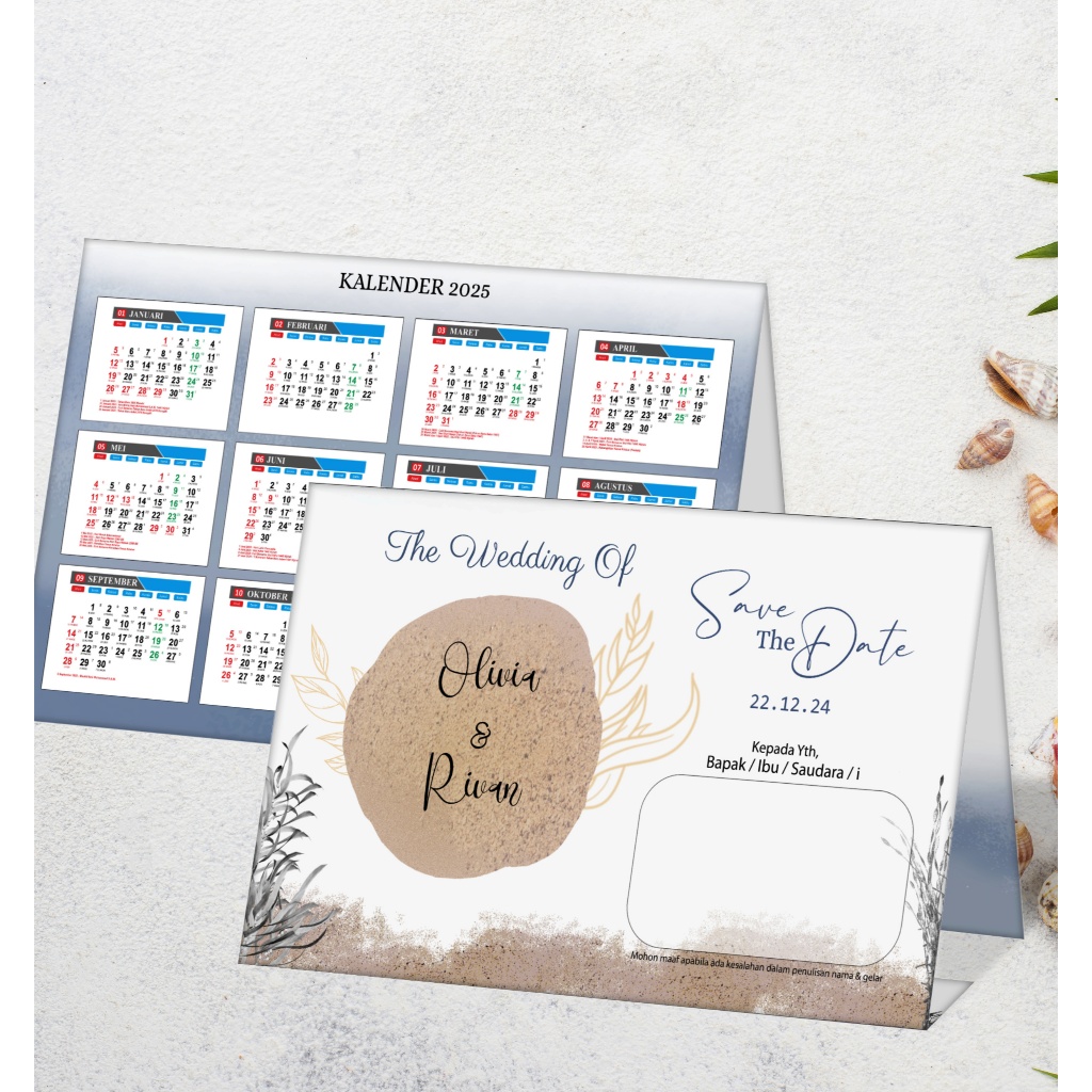 Jual Undangan Pernikahan Tipe kalender Duduk, Rustic, Elegan, Unik ...