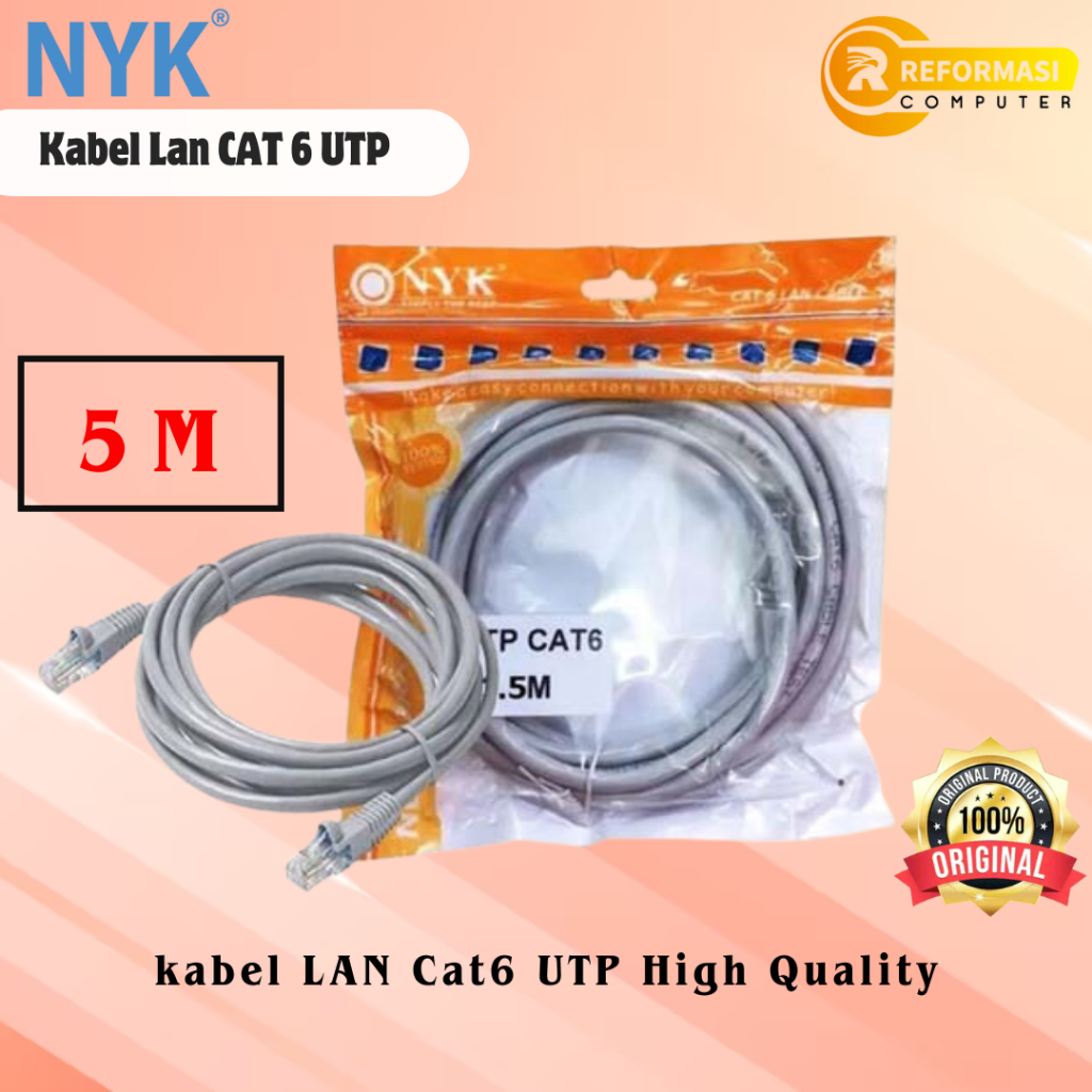 Jual NYK Kabel LAN 5M CAT 6 Internet Jaringan Cat6 UTP 5 Meter | Shopee Indonesia