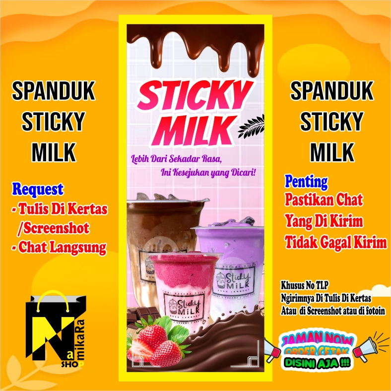 Jual spanduk banner minuman es Sticky Milk viral terbaru paling keren 1 ...