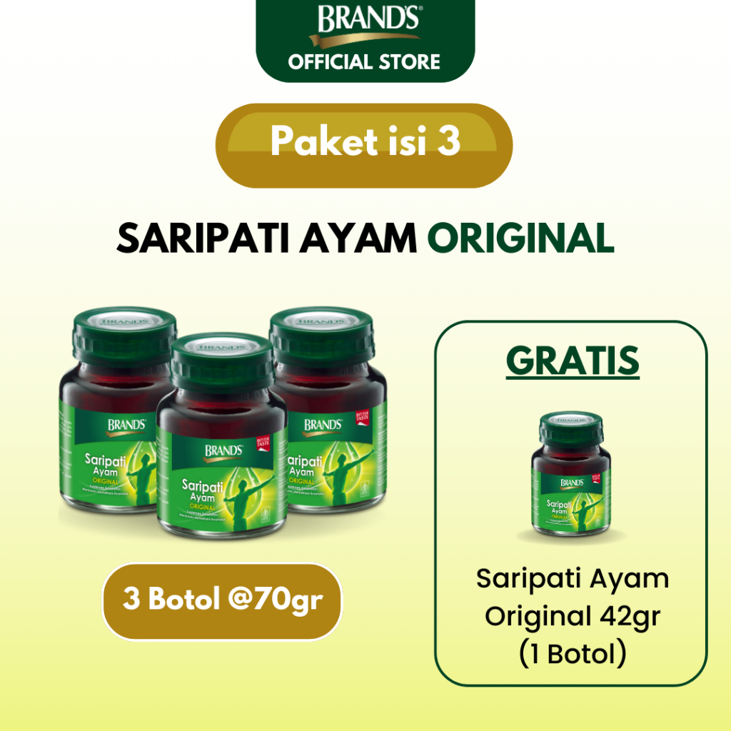 Jual [Paket isi 3] BRAND'S Saripati Ayam Original 70gr - 3 Botol ...