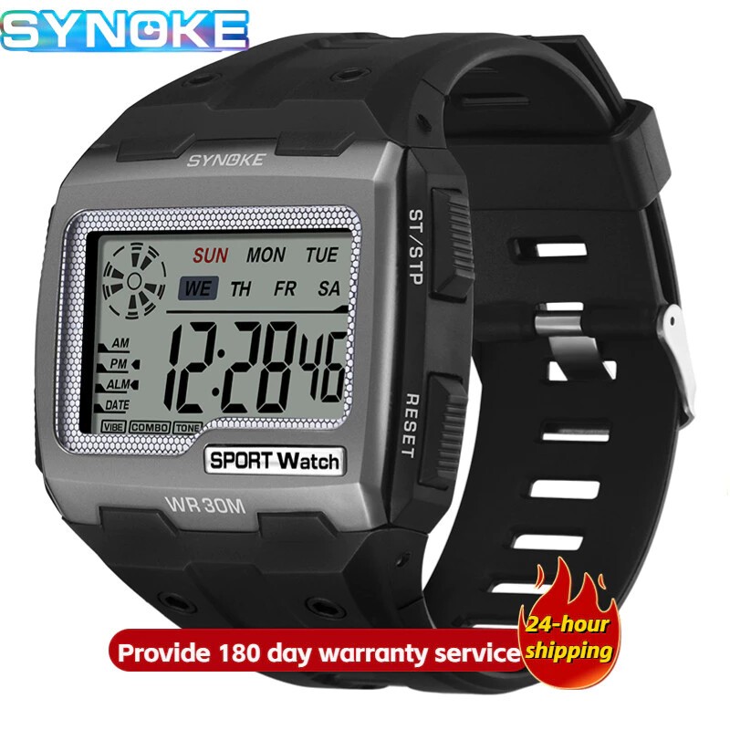 Jual SYNOKE Jam Tangan Pria Modis Luar Ruangan Jam Tangan Digital Militer Olahraga Tahan Air Jam ...