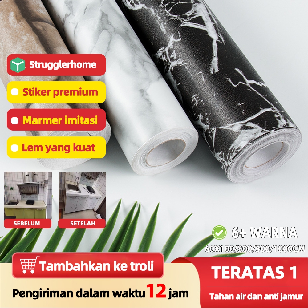 Jual 【strugglerhome】wallpaper dinding dapur 10meter wallpaper marmer ...
