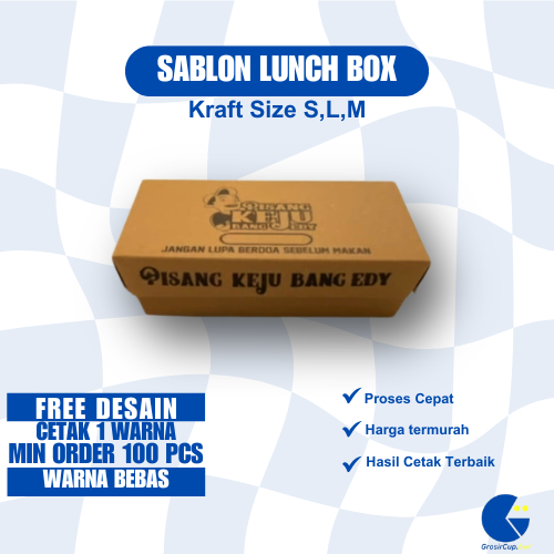 Jual Sablon Paper Lunch Box Kraft Ukuran S, M, L Lipatan - Desain Bebas semaumu - Min order ...