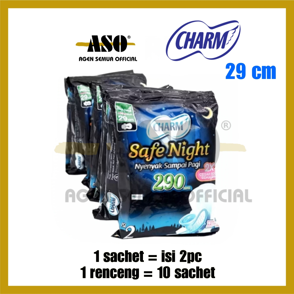 Jual Charm Pembalut Safe Night 29cm Wing RENCENG ( ISI 10 x 2 pc ...