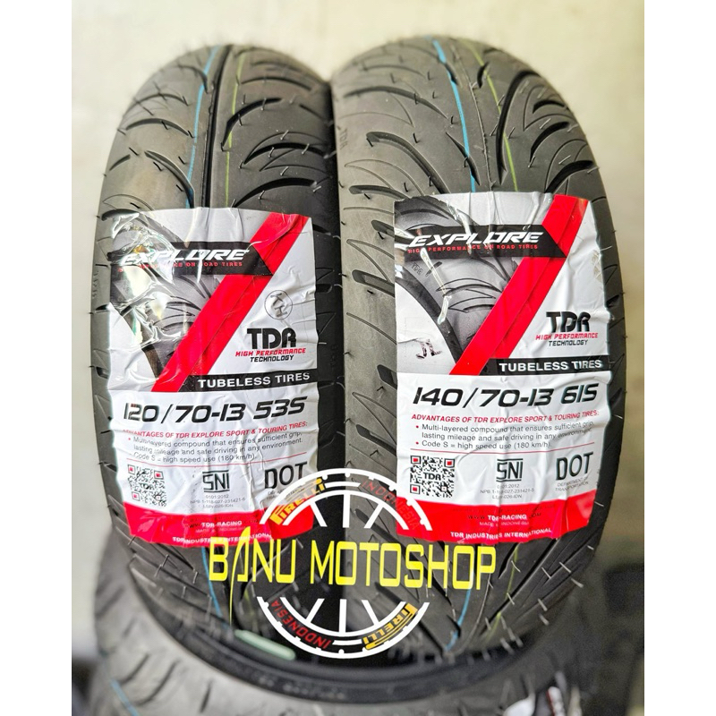 Jual Paket BAN TDR EXPLORE high performance ukuran 120/70-13 & 140/70 ...