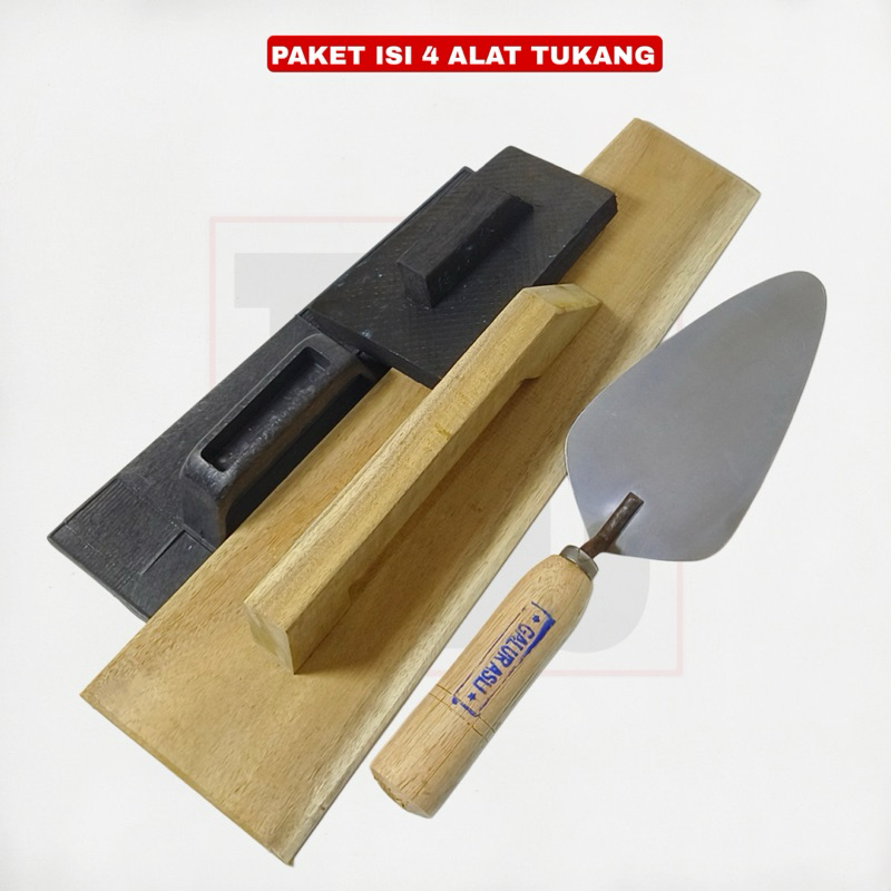 Jual Paket 4 Alat Tukang Bangunan Sendok Semen Roskam Gosokan Acian ...