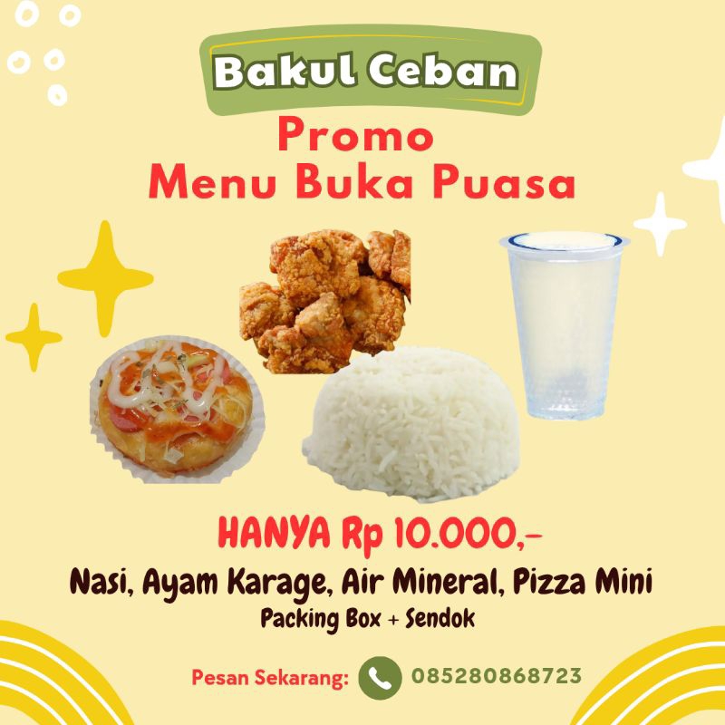 Jual Bakul Ceban Paket Nasi Ayam Karage Air Mineral Pizza Mini | Shopee ...