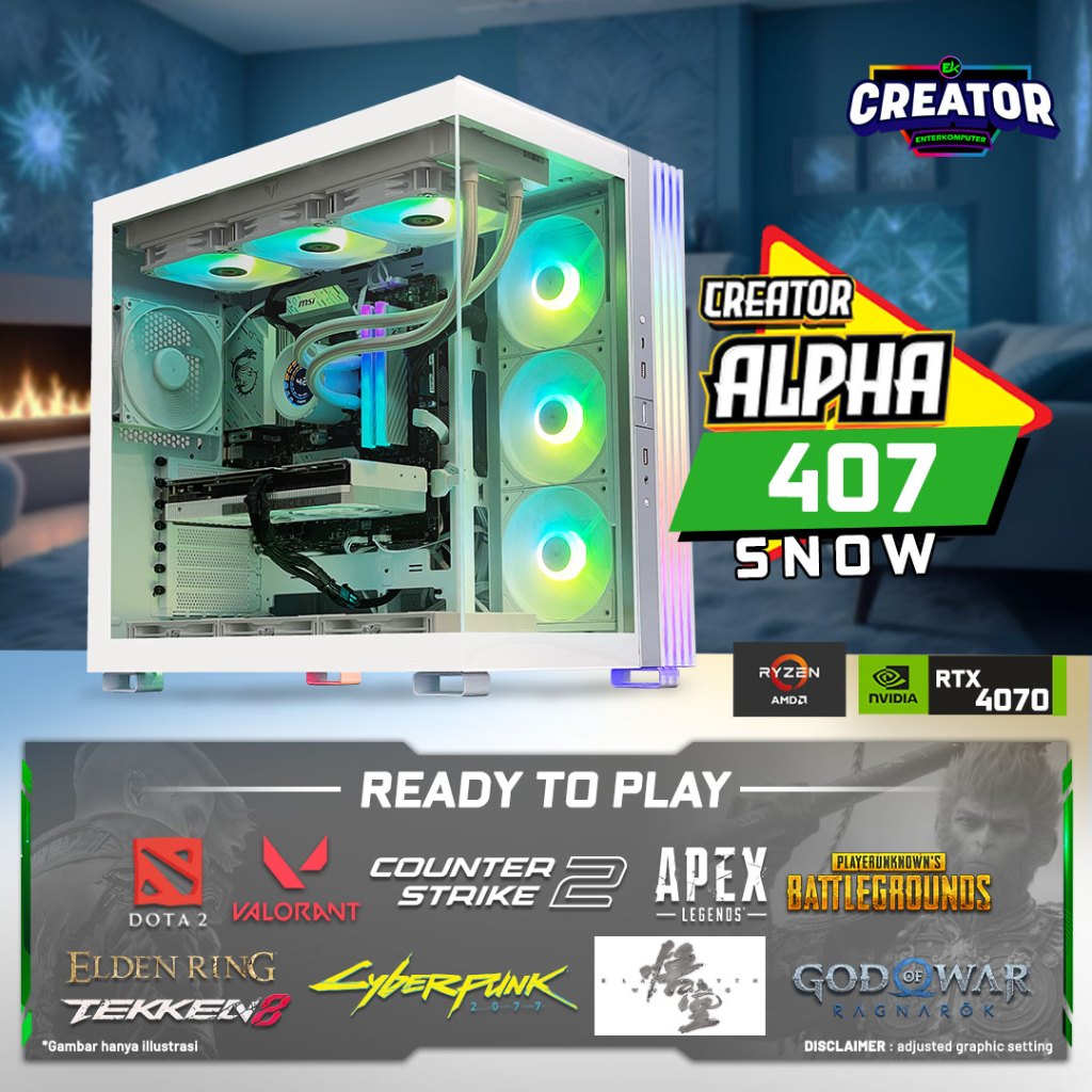 Jual PC Rakitan EK Creator Alpha 407 SNOW - Ryzen 7 RTX 4070 - Enter ...