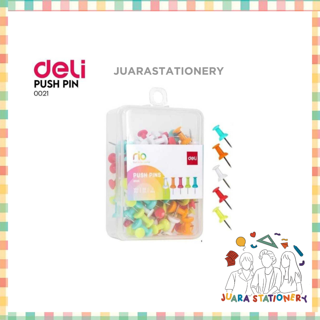 Jual Push Pin Deli 0021 ISI 35 PCS / Deli Push Pin / Paku Pin Kertas ...