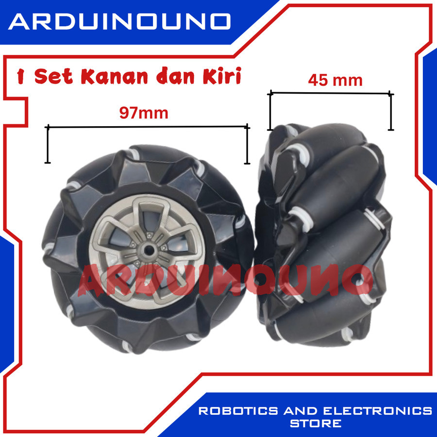 Jual 1set Mecanum Wheel 97mm Omni Wheel for AGV Smart Robot Black ...