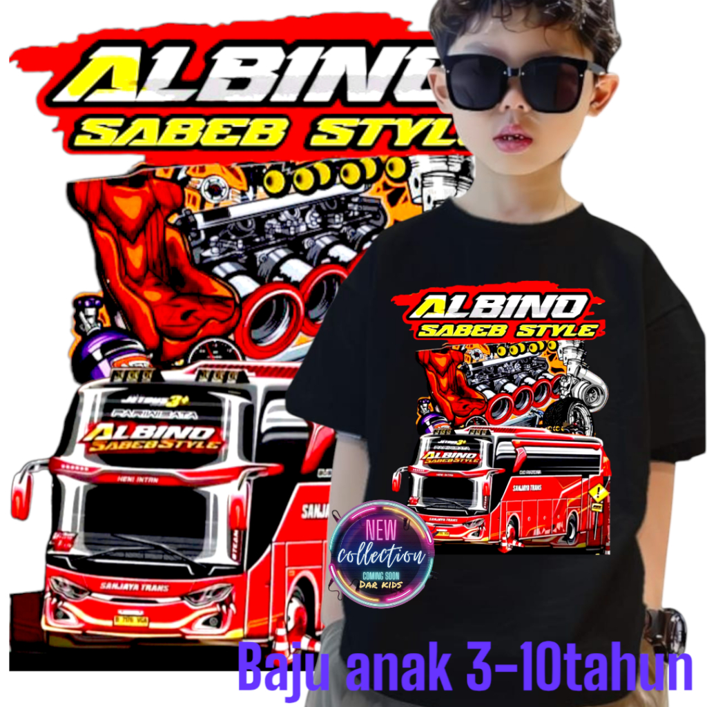 Jual Baju Bus Basuri Anak laki laki 3-10 taun free stiker Bus Albino 02 ...