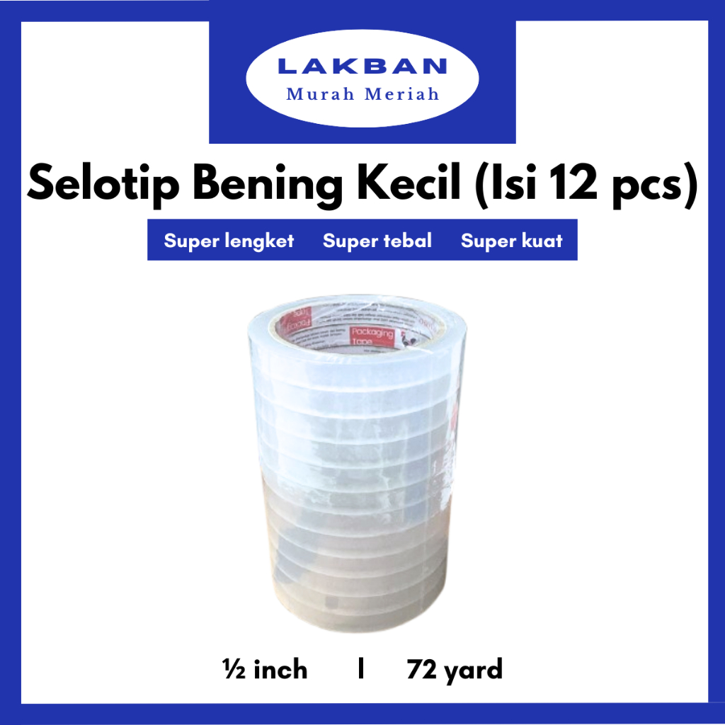 Jual [SLOP 12 PCS] Isolasi Kecil 12 mm x 72 yard Selotip Lakban Bening ...