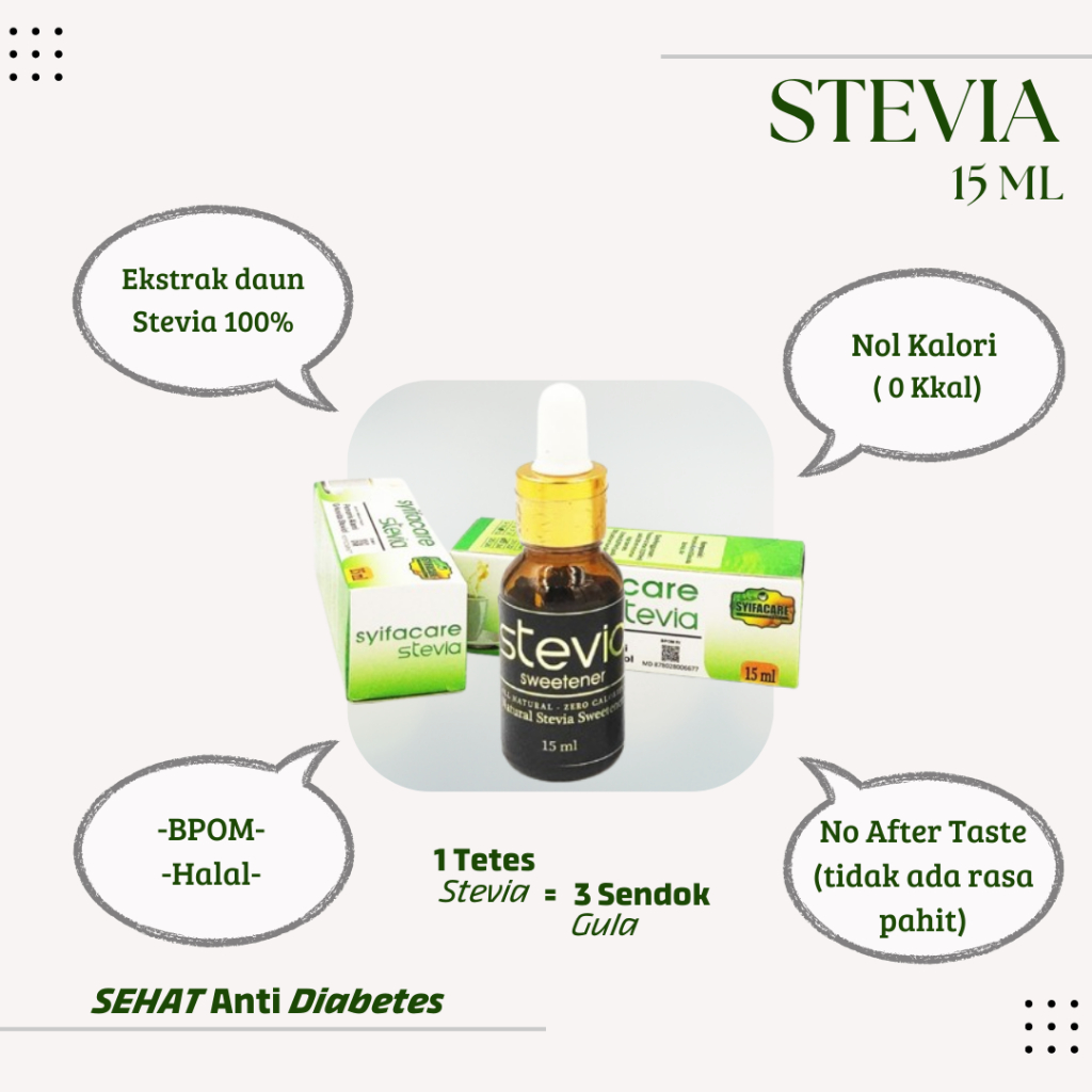 Jual Stefia Gula Cair Non Kalori Sugar Stevia pemanis Alami Original ...