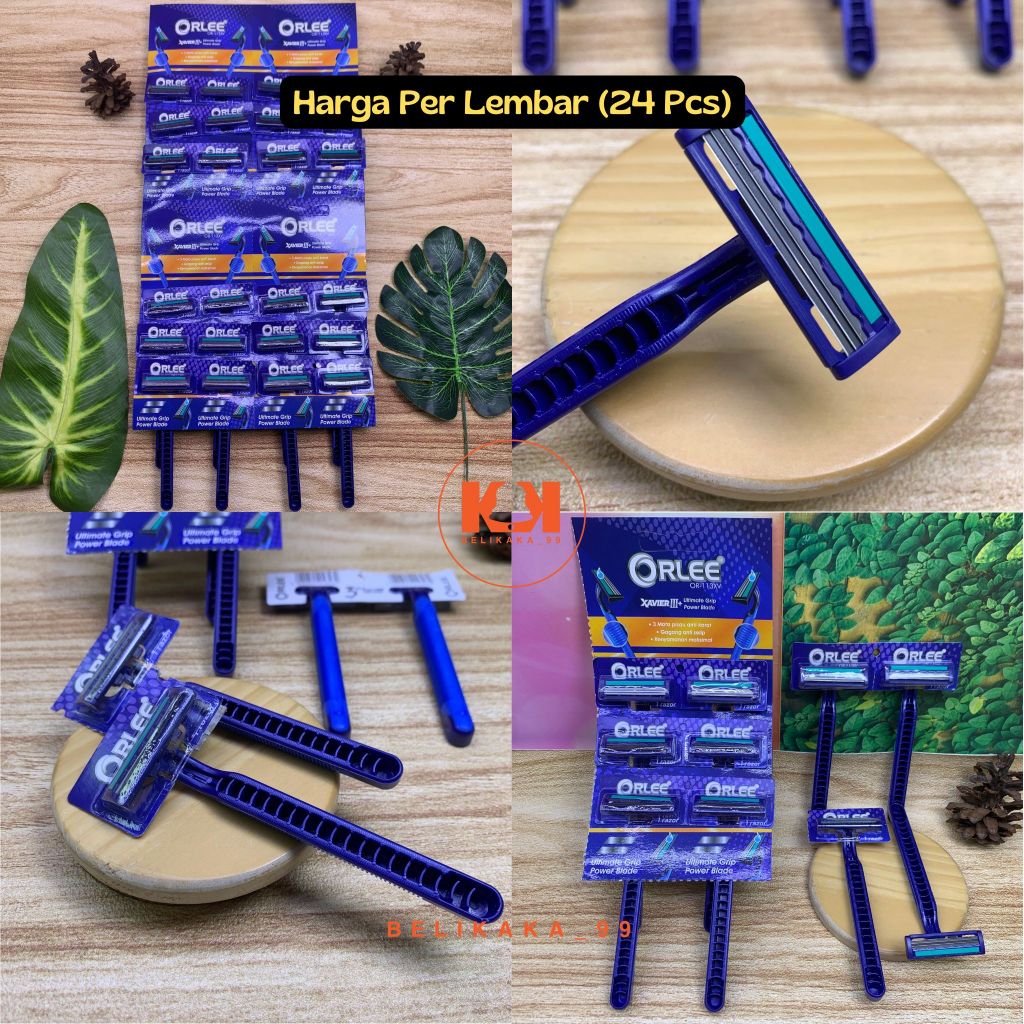 Jual (24 PCS) ALAT PISAU CUKUR JENGGOT KUMIS BIRU 3 MATA PISAU ANTI ...