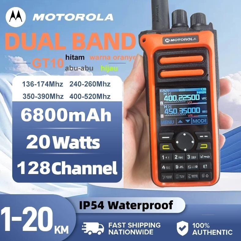 Jual HT Original Motorola GT10 Walkie Talkie Daya Tinggi 20Watt Stronger Signal 128Channels Two ...