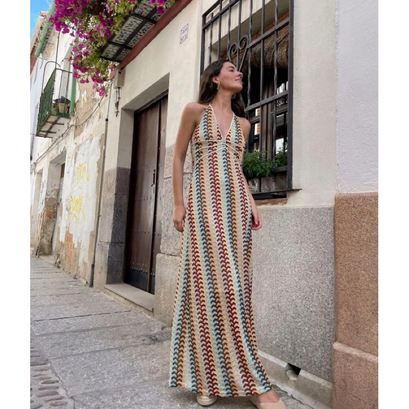 Jual Parma Dress baju terusan maxi midi halter neck low v summer bali ...