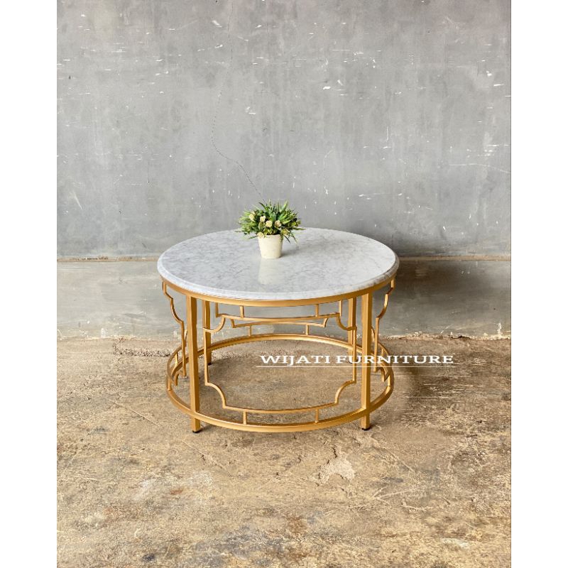 Jual Coffe Table Marmer Meja Tamu Marmer White Carrara Besi | Shopee ...