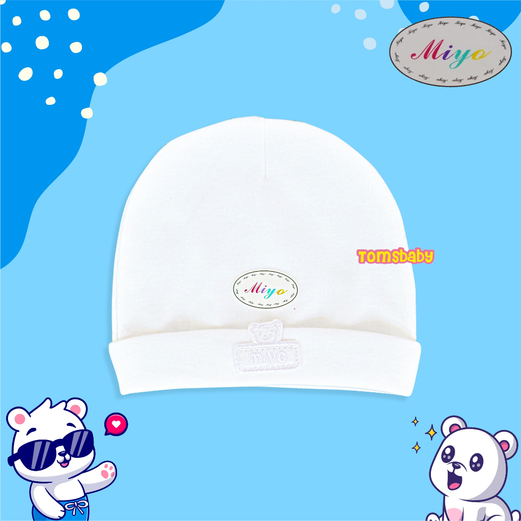 Jual [TOMS] MIYO (1pcs) Topi Bulat PUTIH POLOS | Topi Bayi Baru Lahir ...