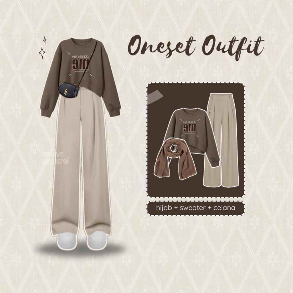 Jual 3in1 One Set Outfit Study Tour (hijab,sweater,celana) One Set ...