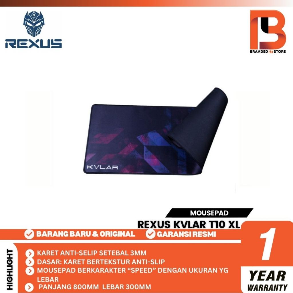 Jual Rexus Mousepad Gaming Kvlar T10 Speed Edition XL - Hitam & White ...