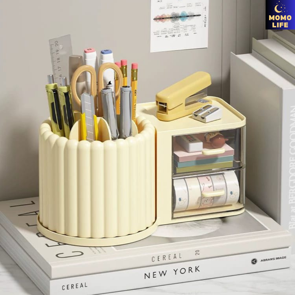 Jual Momo Life Rotating Pen Holder Kotak Penyimpan Alat Tulis Organizer ...