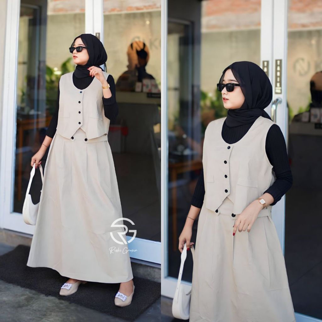 Jual Sella Vest Corduroy Rompi Wanita Corduroy One set Wanita Kekinian ...