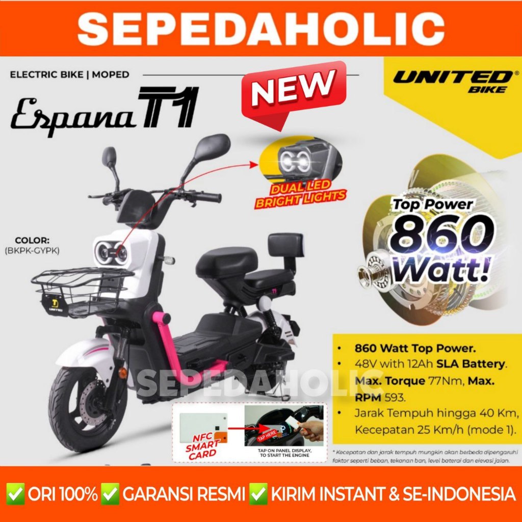 Jual Sepeda Listrik UNITED ESPANA T1 860 Watt Electric E Bike | Shopee ...
