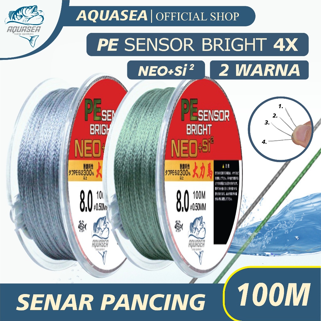 Jual AQUASEA - Tali Pancing 100m Hijau & Abu Pancing PE Sensor Bright ...