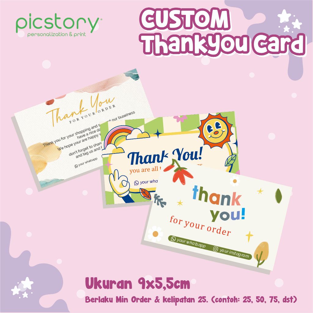 Jual CUSTOM Kartu Ucapan Terimakasih - Thank You Card Olshop - Thanks Card Hampers Souvenir ...