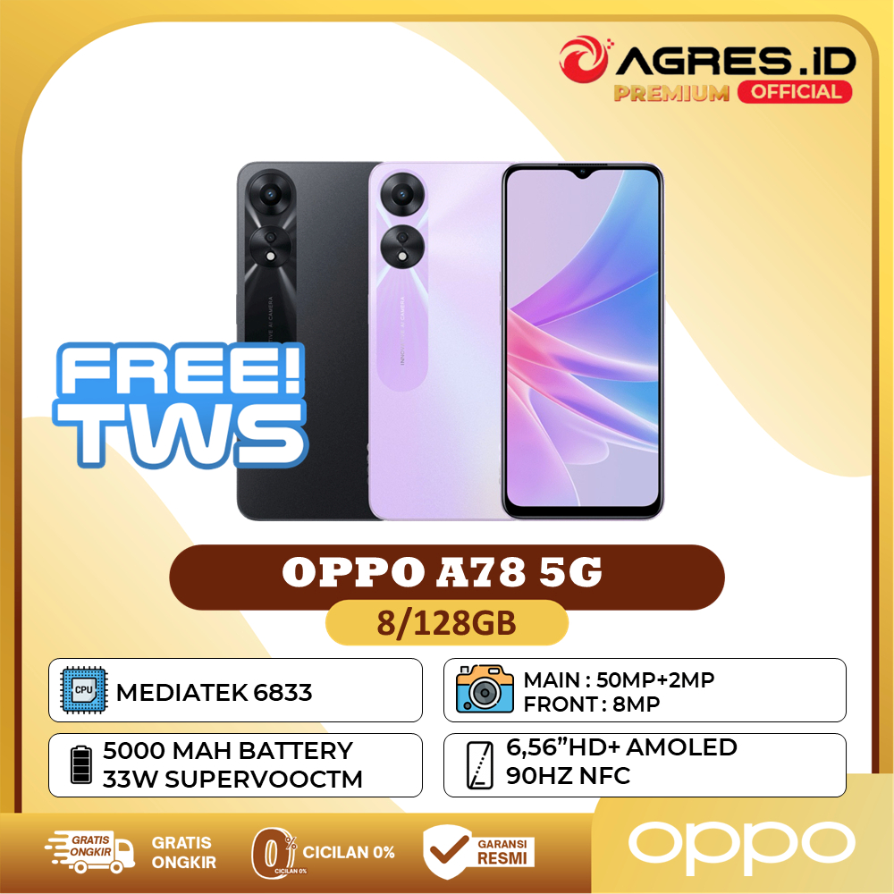 Jual OPPO A78 5G 8GB/128GB [33W SUPERVOOC+5000mAh Battery, RAM 8GB+8GB ...