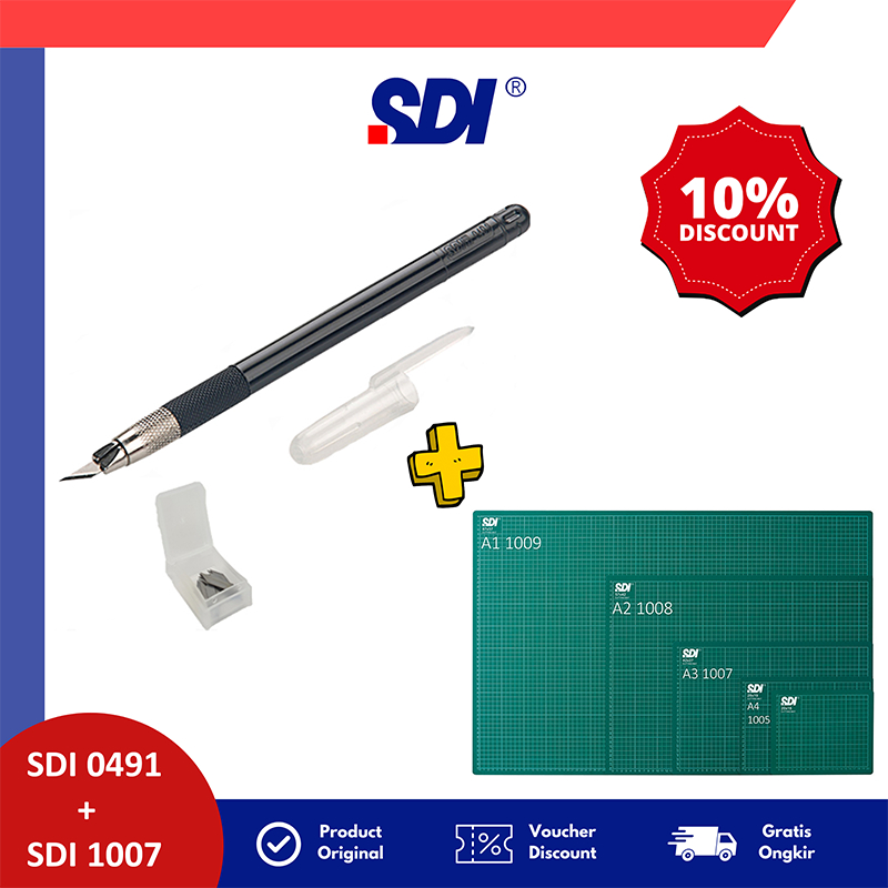 Jual PAKET BUNDLING SDI Pen Cutter 0491 + Cutting Mat A3 1007 | Shopee ...