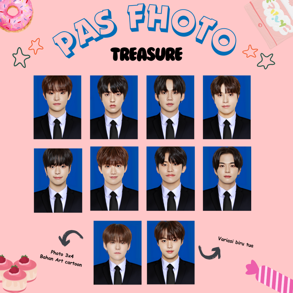 Jual PAS FOTO TREASURE 3x4 (Harga 4PCS) ID PHOTO KPOP IDOL (PO BACA ...