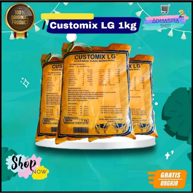 Jual CUSTOMIX LG 1kg Premix Sapi Vitamin Mineral Sapi Kambing Domba Berkualitas 1 kg | Shopee ...