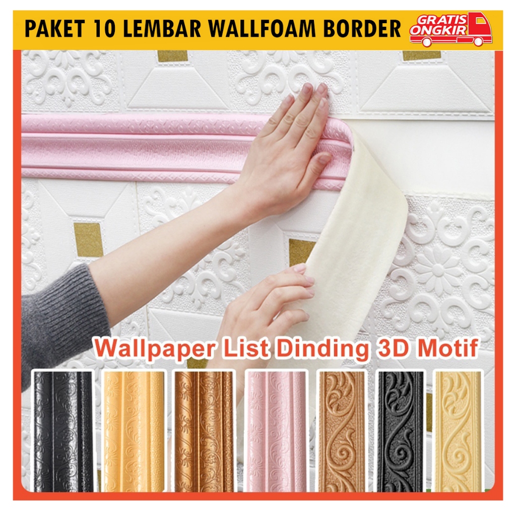 Jual Paket 10 Lembar Wallpaper List Foam Stiker Dinding 230cm*5cm Wall ...