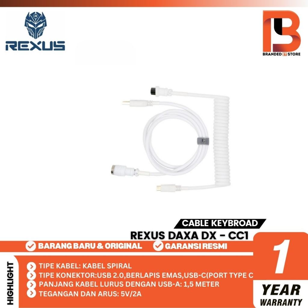 Jual Rexus Daxa Coiled Cable Gold Plated TypeC - DX-CC1 DXCC1 DX CC1 (1 ...
