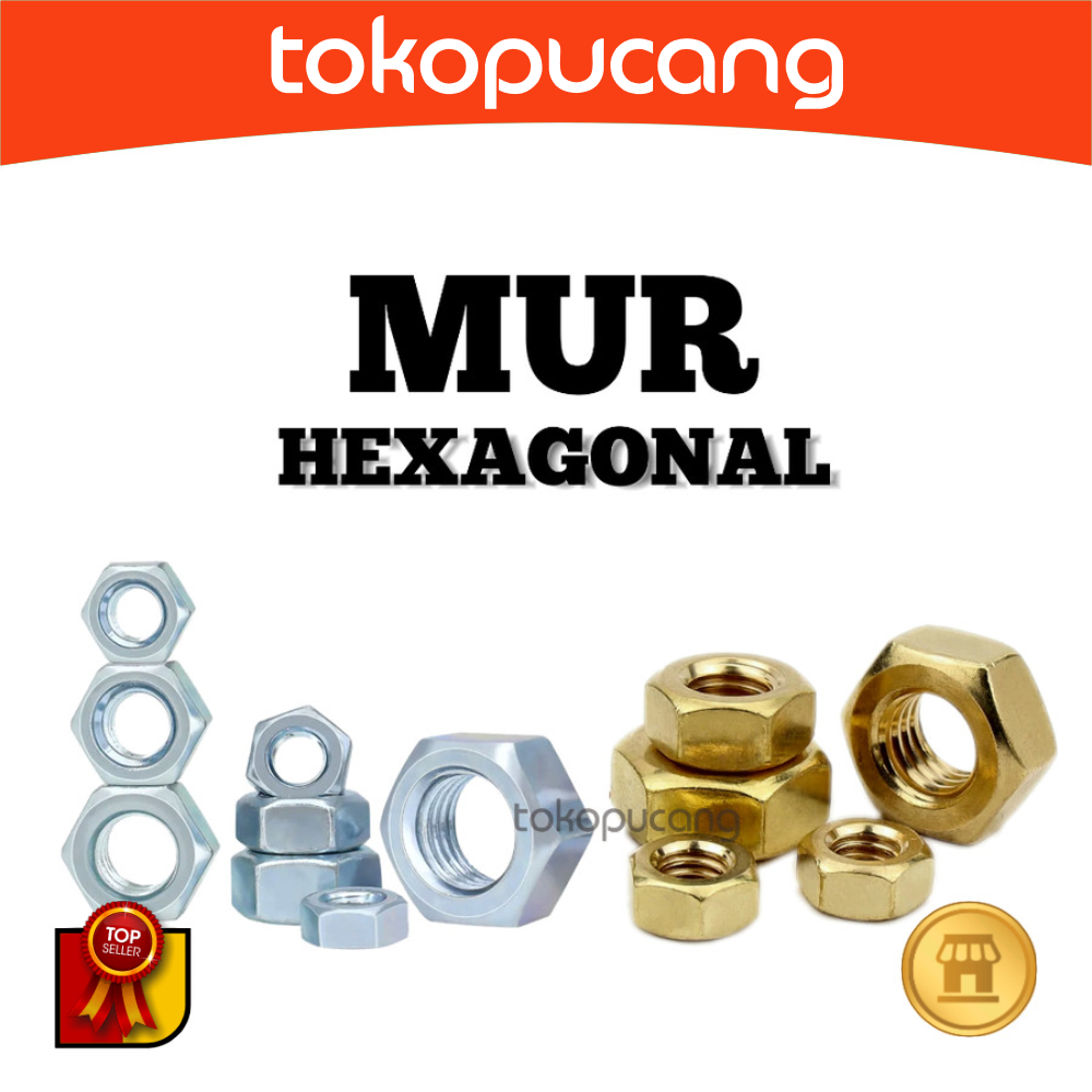 Jual Mur Hexagon M3/M4/M5/M6/M8 Putih Galvanis KUNING Mur baut HEX NUT Drat | Shopee Indonesia