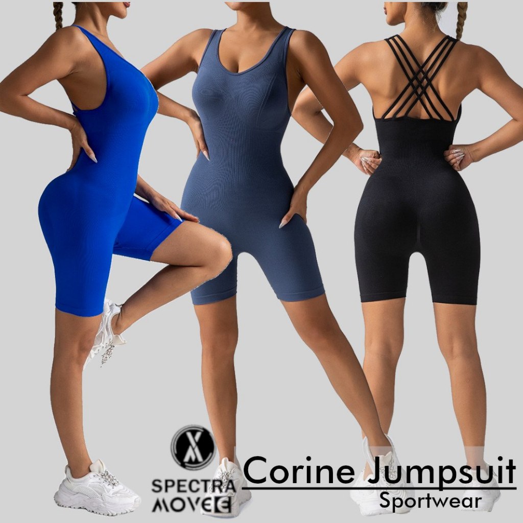 Jual Jumpsuit gym CORINE jumper wanita baju olahraga setelan zumba ...