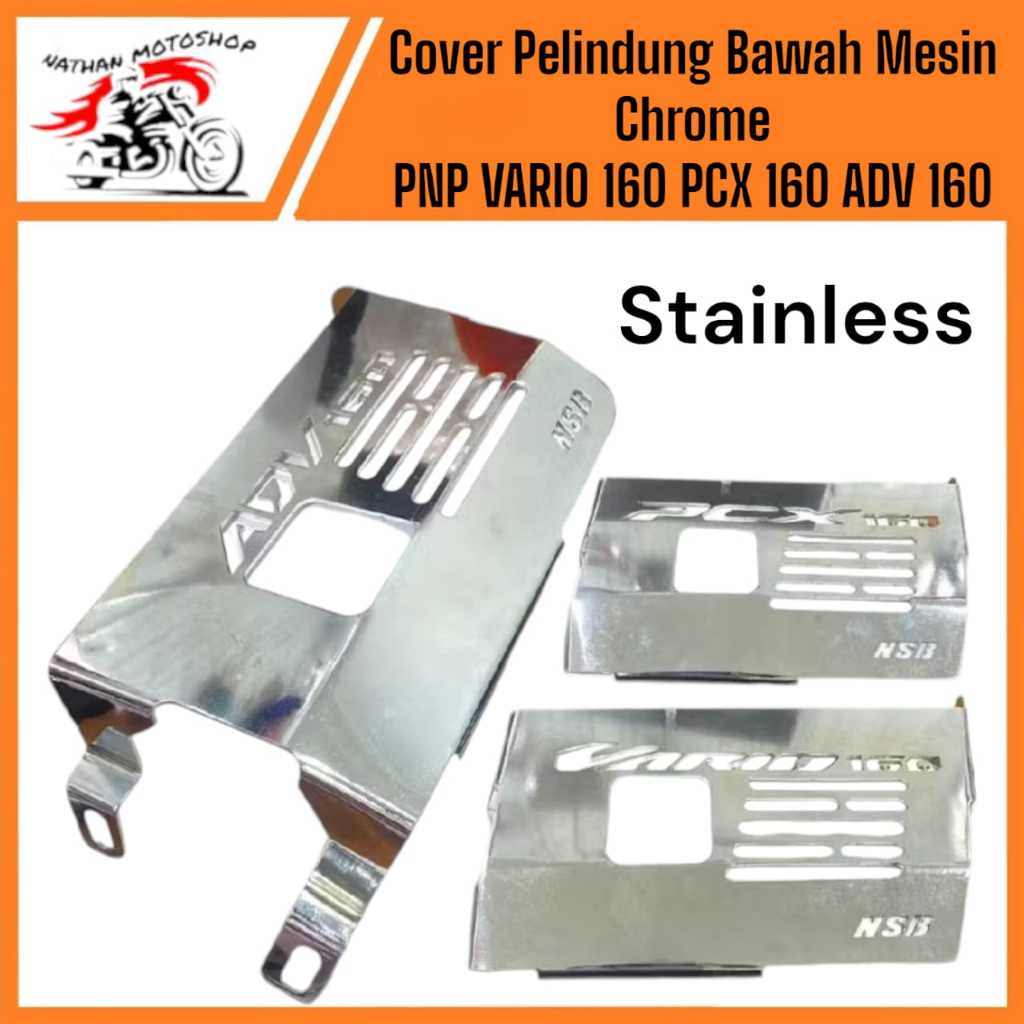 Jual cover tutup engine pelindung bawah besin chrome stainless motor PCX 160 ADV 160 Vario 160 ...
