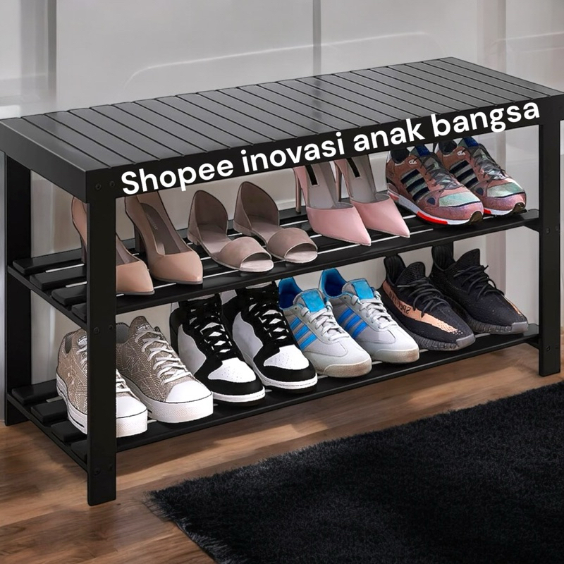 Jual Rak Sepatu Bangku Bambu SMIBUY, Rak Penyimpanan Organizer Sepatu 3 ...